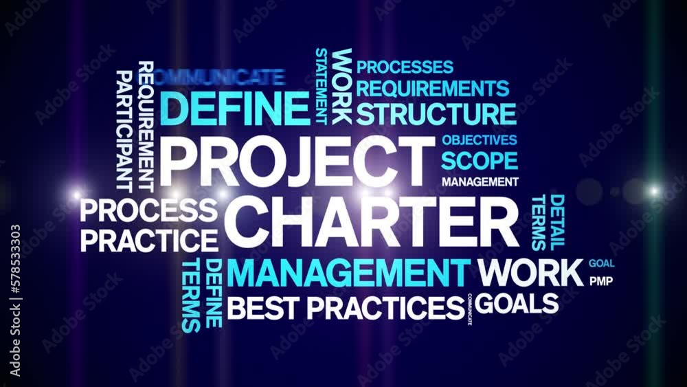 Project Charter animated tag word cloud;text design animation kinetic typography seamless loop ...