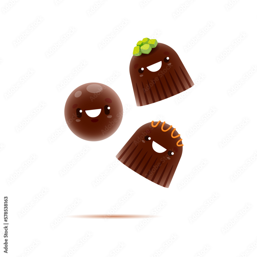 Cartoon chocolate candy characters, sweet dessert and vector ...