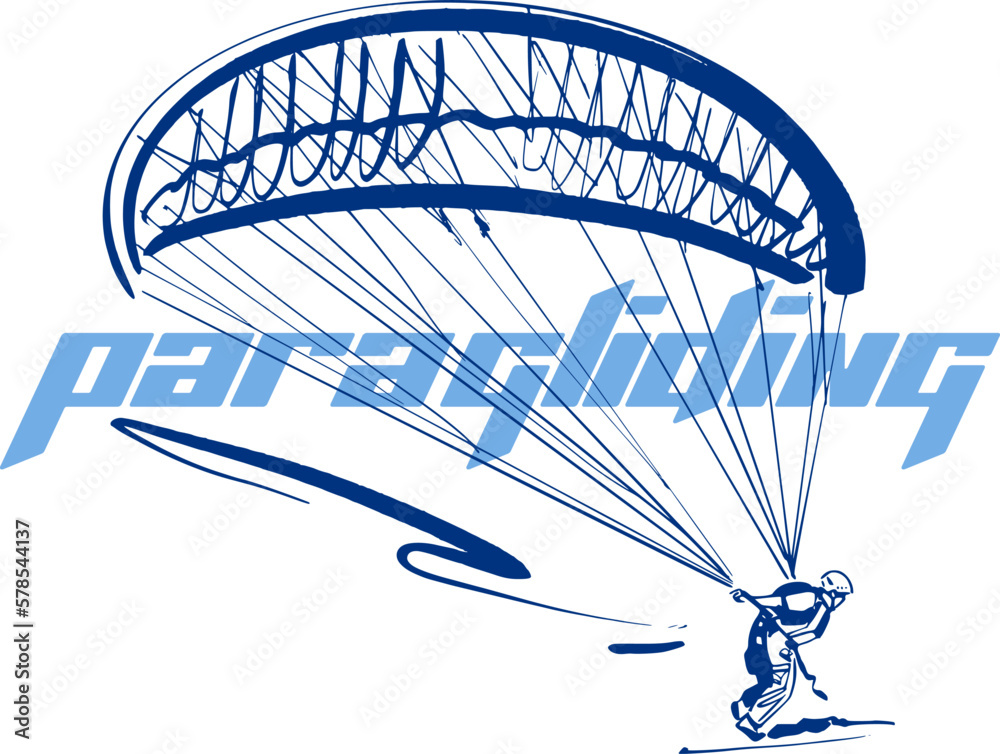 vector sketch of the paraglider with a parachute Stock Vector | Adobe Stock