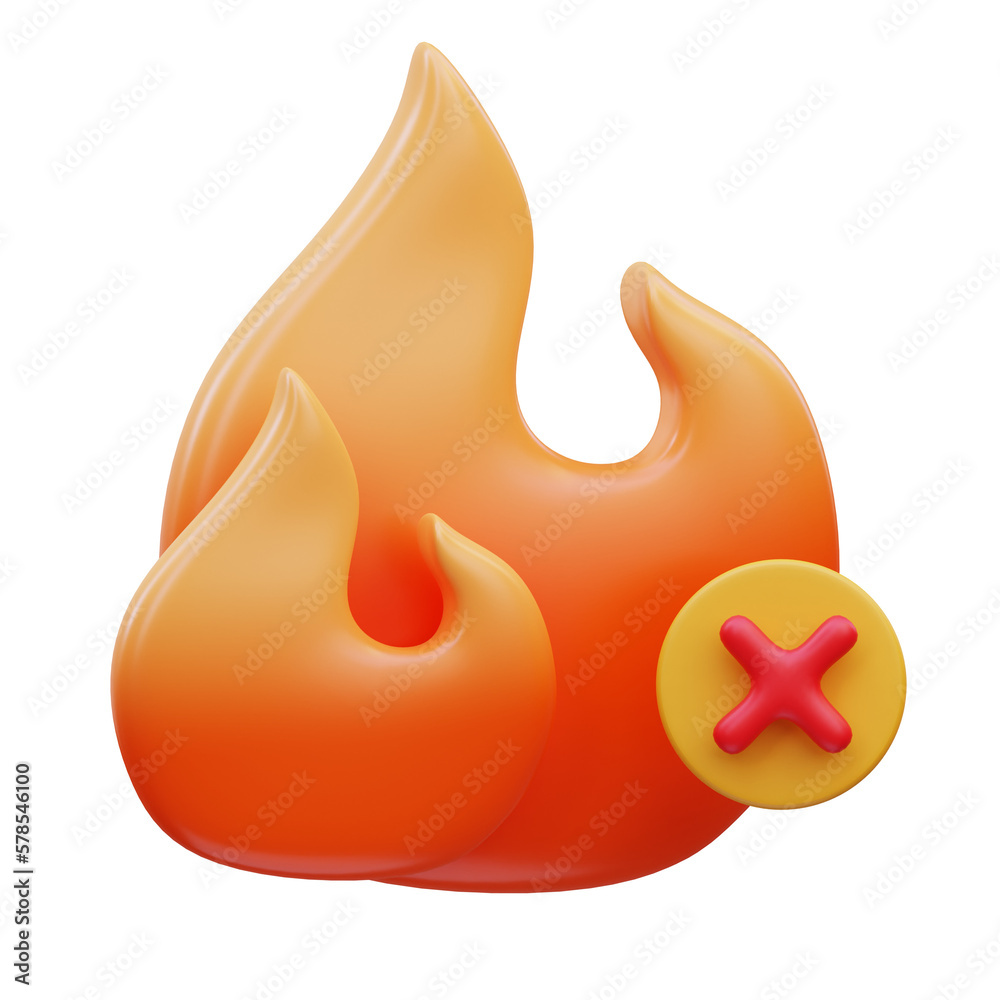 3d render Fire sign icon illustration, suitable for safety design ...