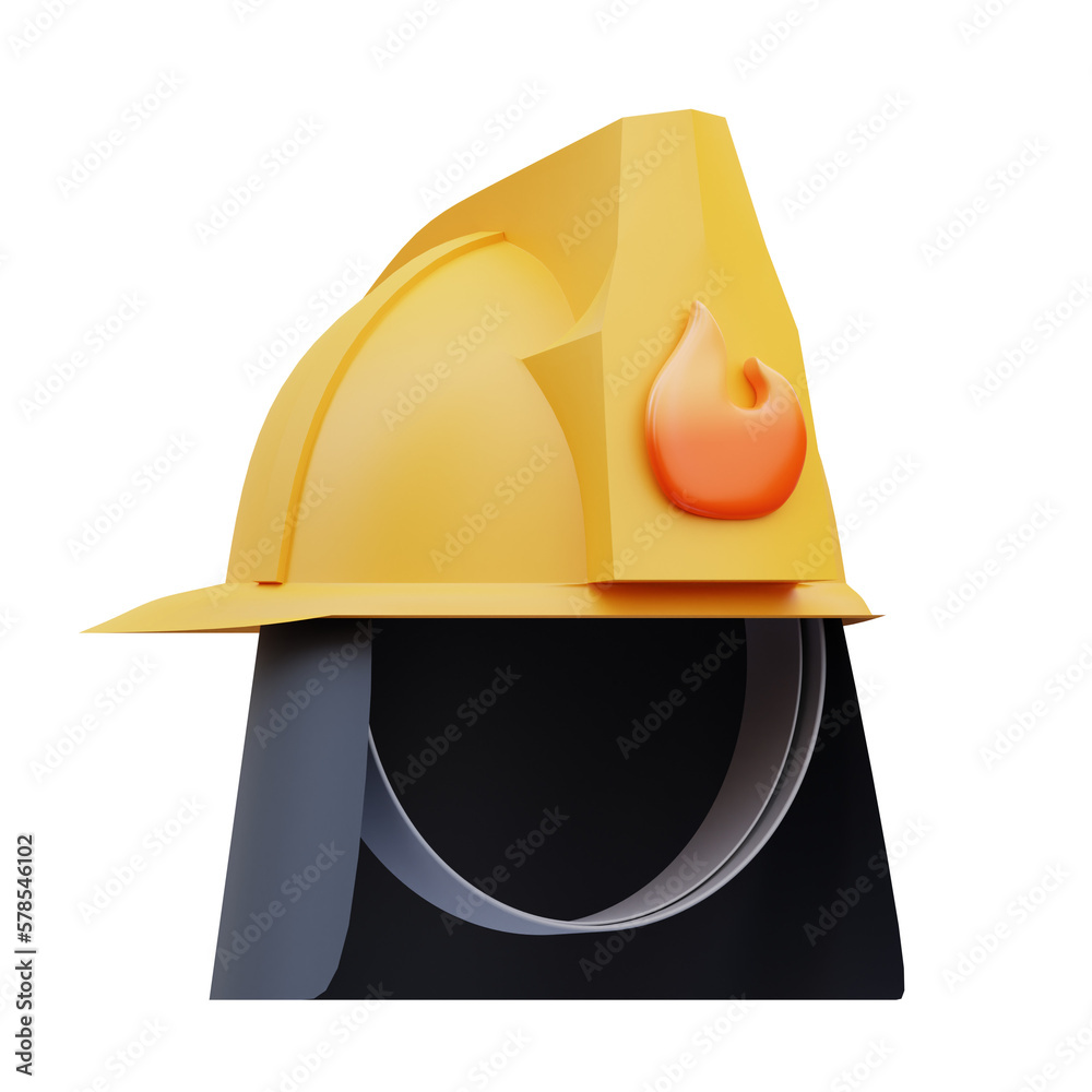 3d illustration of firefighter hat icon, safety tools Stock ...