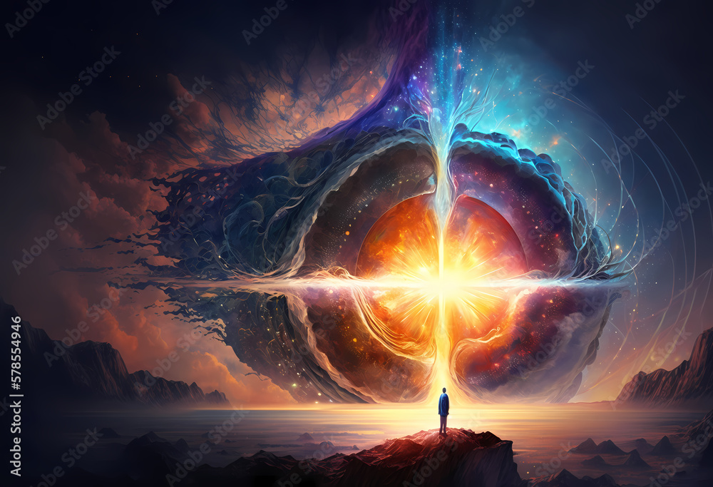 Fire in the sky, symbol with four quadrants, mindfulness. AI Generated ...