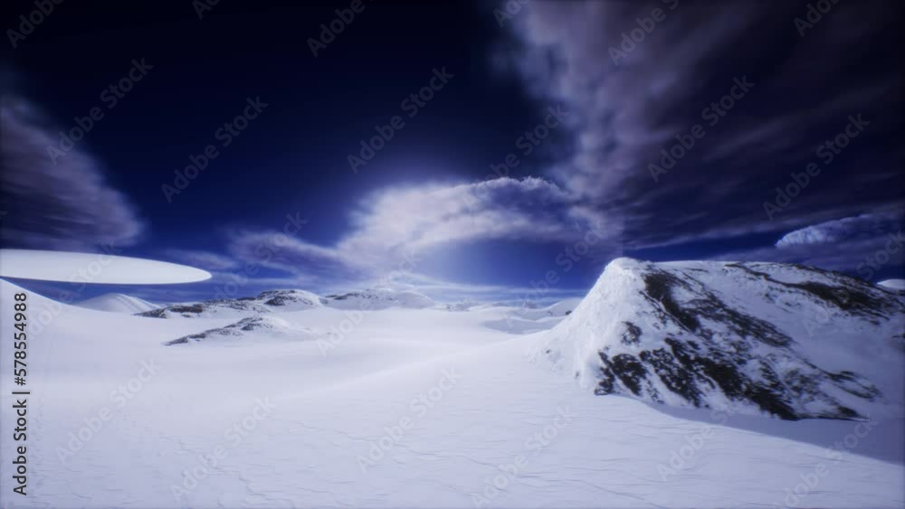 Oval shaped UFO UAP followed behind a rock in the Polar Arctic region ...