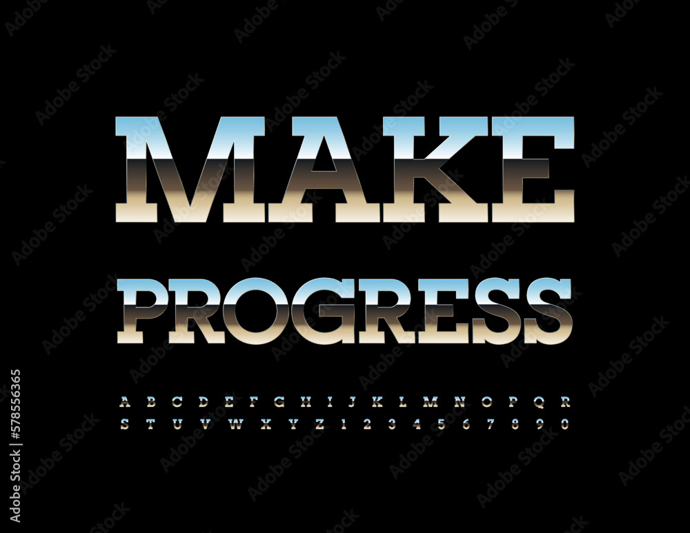 Vector inspiration card Make Progress with reflective Alphabet Letters ...