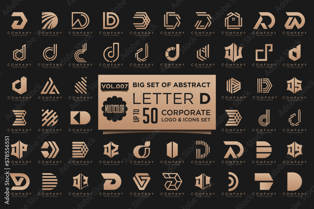 abstract letter D logo icon set. design for business of luxury, elegant ...