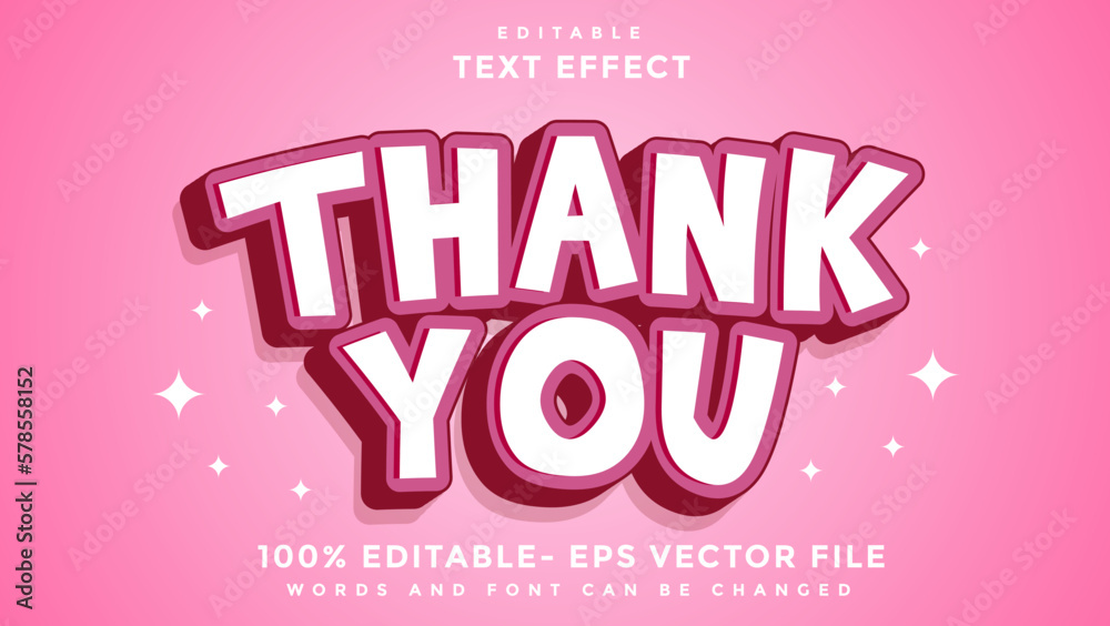 Minimal 3d Word Thank You Editable Text Effect Design, Effect Saved In ...