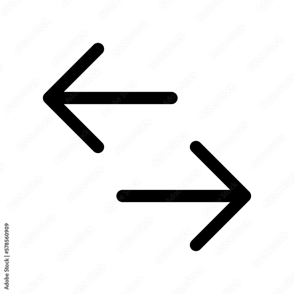 Editable vector data transfer arrows icon. Black, line style ...
