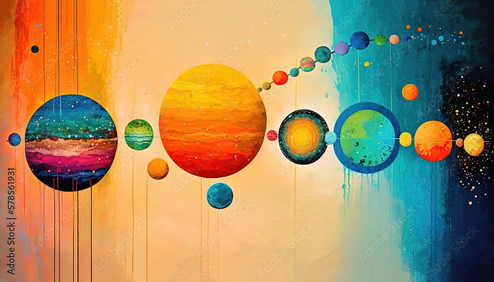 paint like illustration of abstract solar system planets, idea for ...
