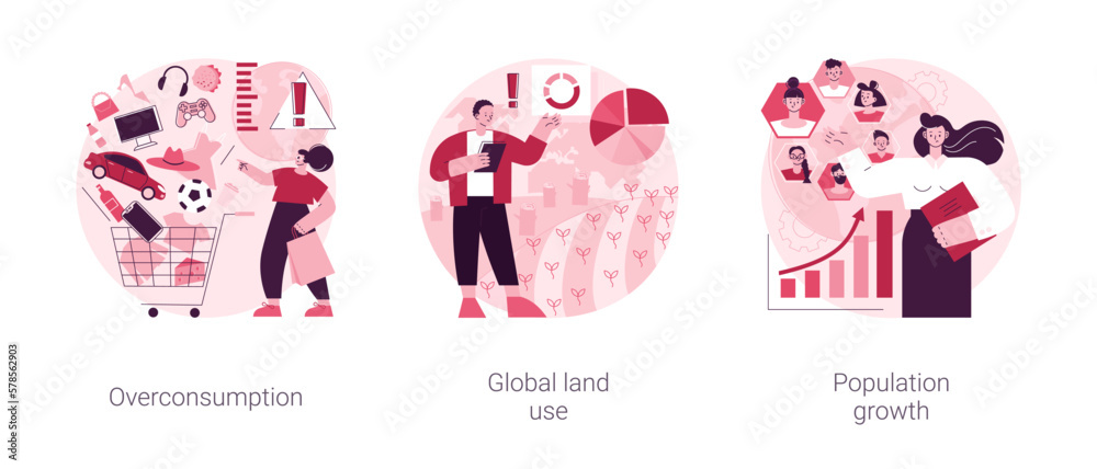 Global environmental data abstract concept vector illustration set ...