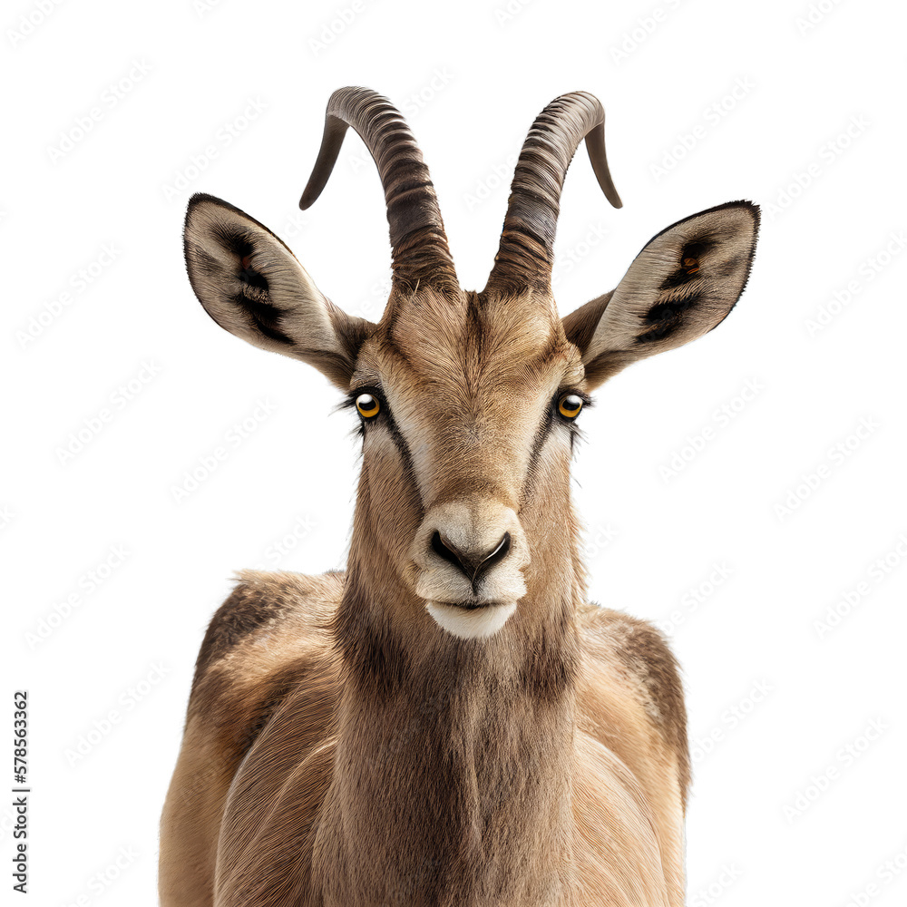 ibex face shot , isolated on transparent background cutout , generative ...