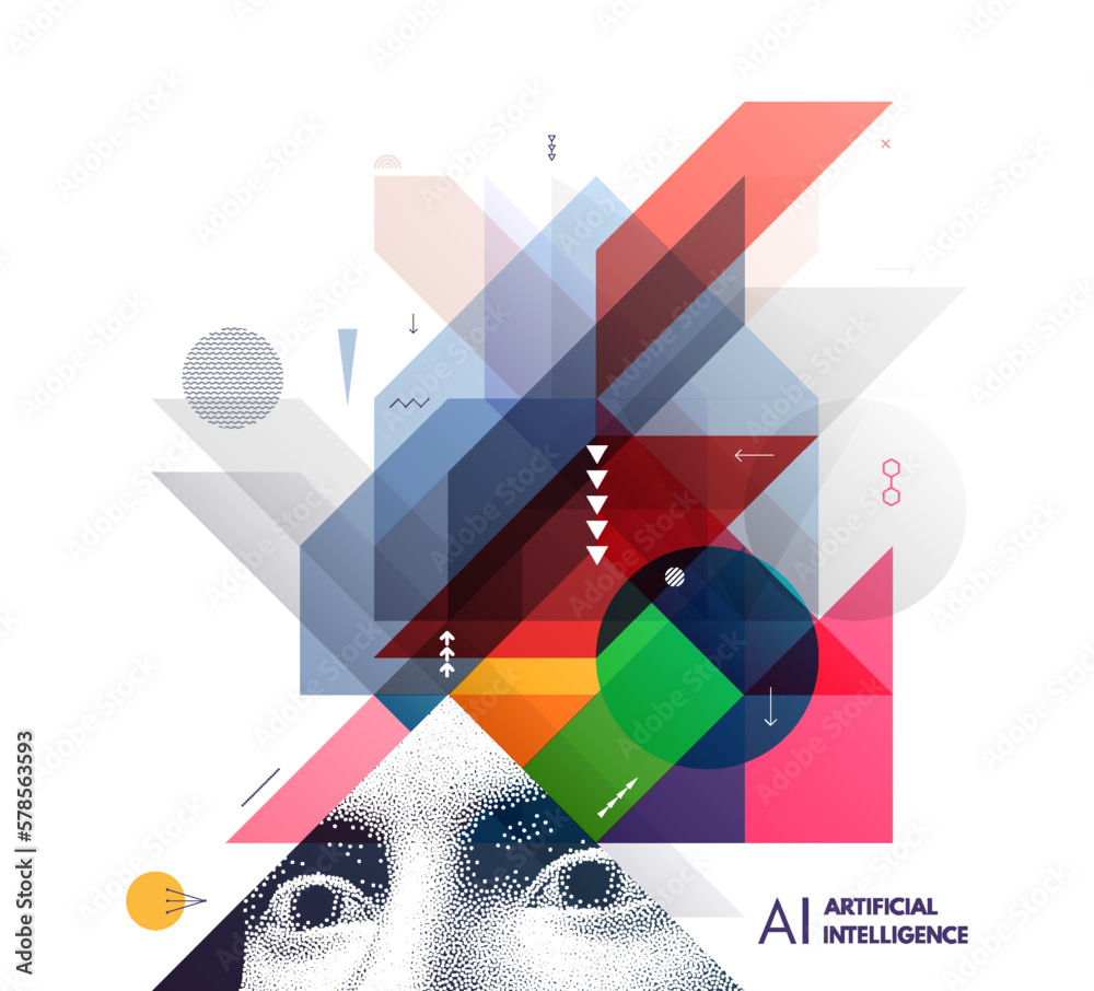 Machine learning. Futuristic artificial intelligence concept. Art ...