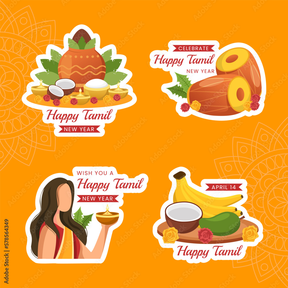 Happy Tamil New Year Label Flat Cartoon Hand Drawn Templates Background happy-tamil-new-year-label-flat-cartoon-hand-drawn-templates-background