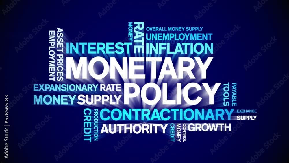 Monetary Policy animated tag word cloud;text design animation kinetic ...