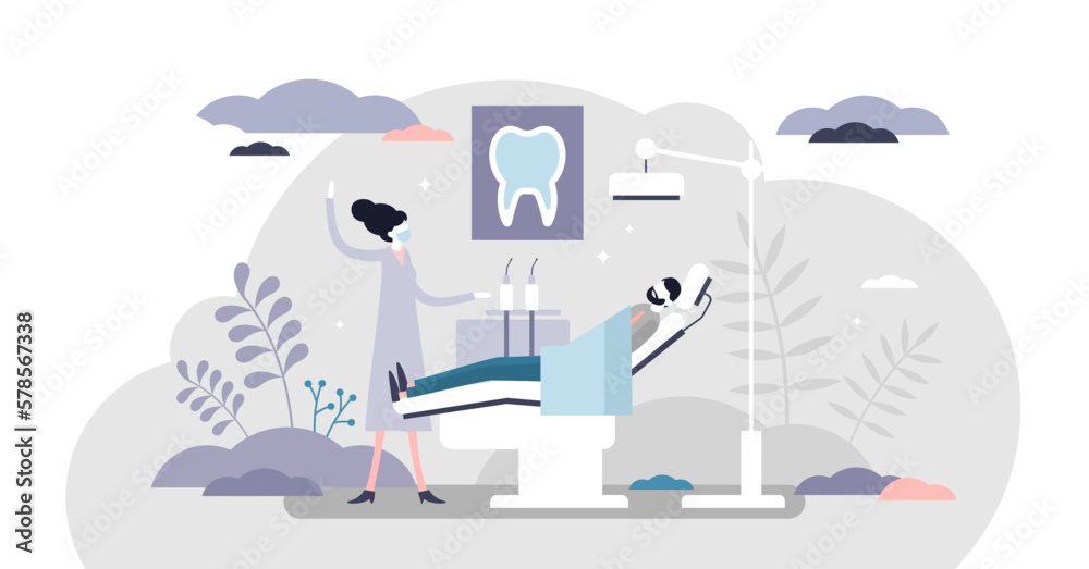 Dentist as patient mouth oral teeth hygiene occupation tiny persons ...
