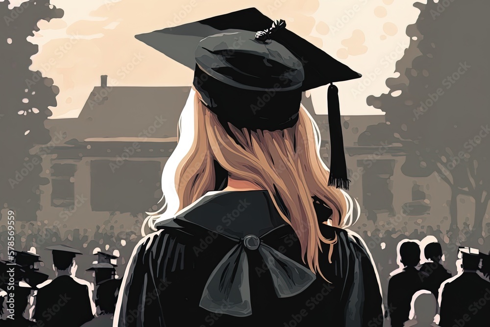 Graduating students in the rear perspective wear all black for the ...