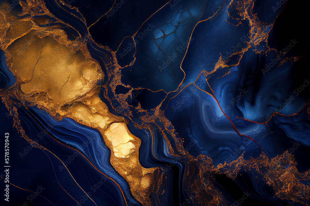 beautiful indigo marble background with golden veins, marble stone ...