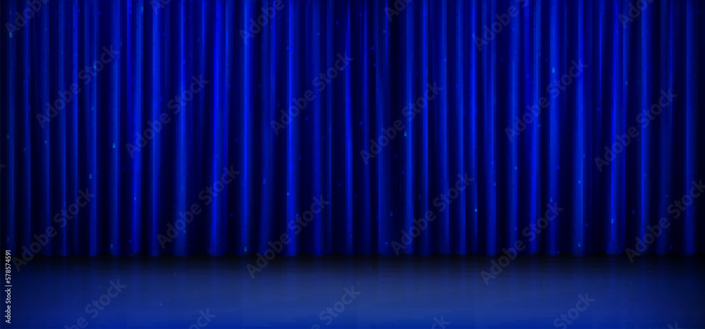 Blue curtain for theater or cinema stage. Movie, show or concert ...