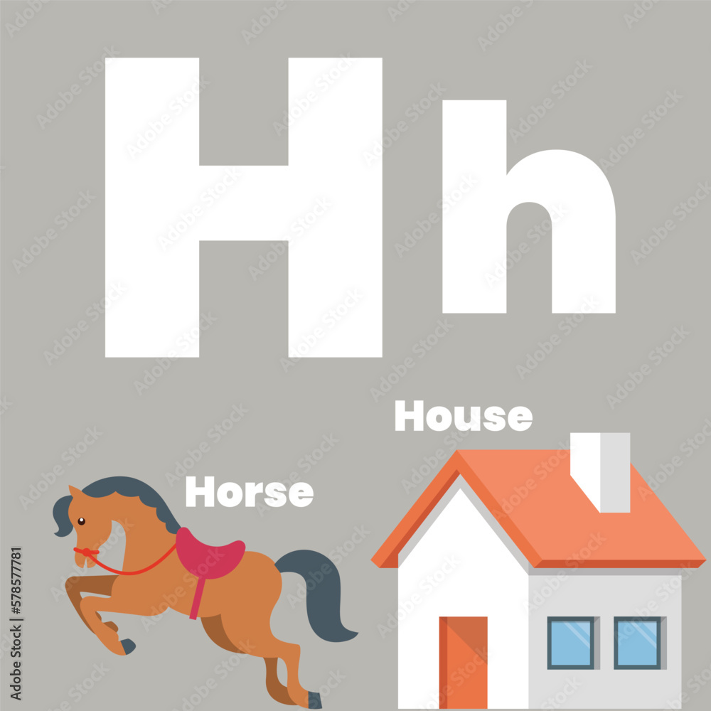 Cute children ABC alphabet flashcard words with the letter H Stock ...