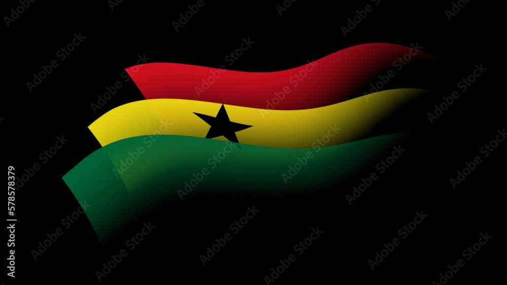Ghana flag animated stylized watercolor. Waving ghanaian flag color ...