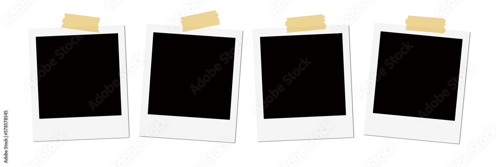 Isolated White Polaroid Frames with Tape Stock Photo | Adobe Stock