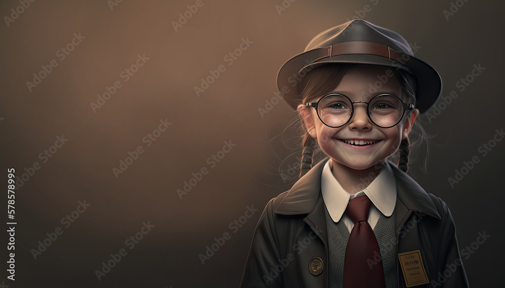 girl in detective suit illustration by generative AI Stock Illustration ...