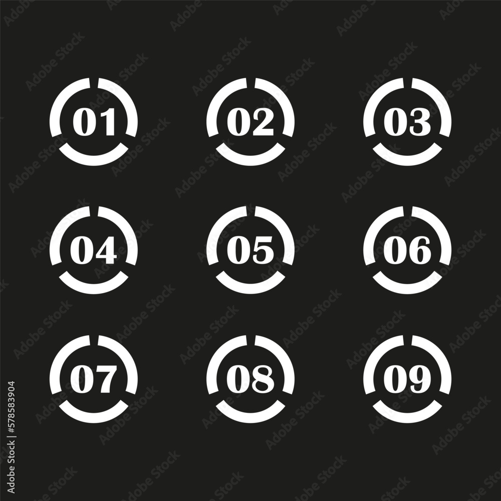 numbers in circles for concept design. Circle frame set. Vector ...