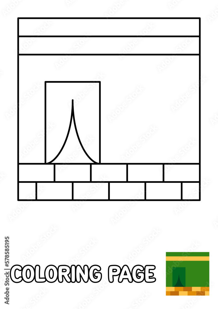Coloring page with Kaaba for kids Stock Vector | Adobe Stock