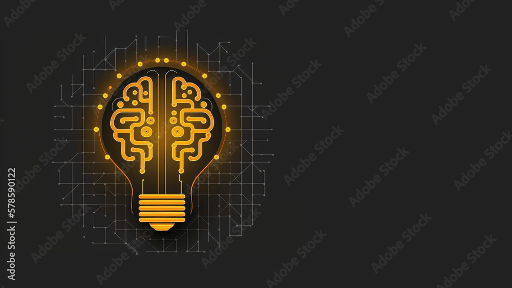 Bulb like robotic human brain with detailed circuits. Concept art of ...