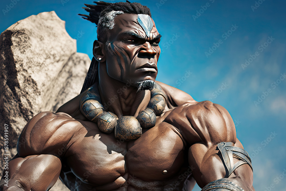 muscular tall man from african native tribe Stock Illustration | Adobe ...
