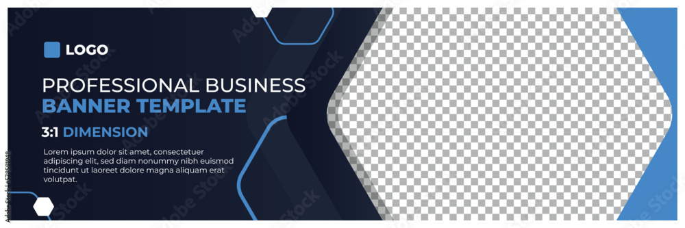 Professional modern banner vector, business company horizontal 3:1 ...