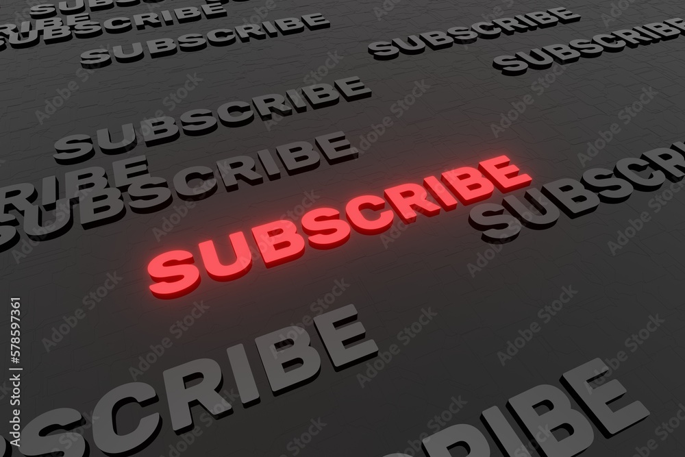 Subscribe button text on black background 3d render. Subscribe to this ...