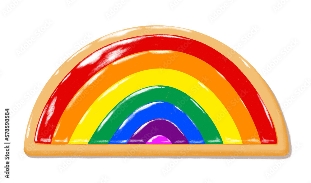 sugar cookie with colourful rainbow glazing decoration - transparent ...