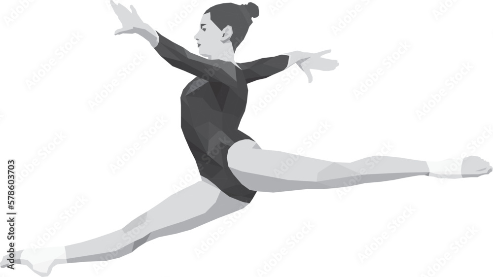 split leap jump women gymnast in artistic gymnastics silhouette on ...