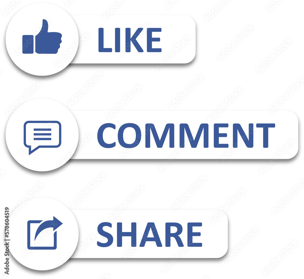 Like Comment Share icons, Social Media Icons Set For facebook ...
