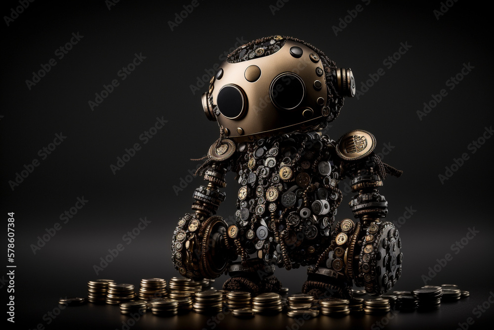 robot gold US dollar coin stock market forex trading graph futuristic ...