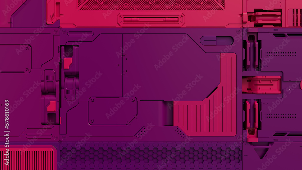 Sci-Fi Background with Multicolored, Innovative Hi-Tech Hardware. 3D ...