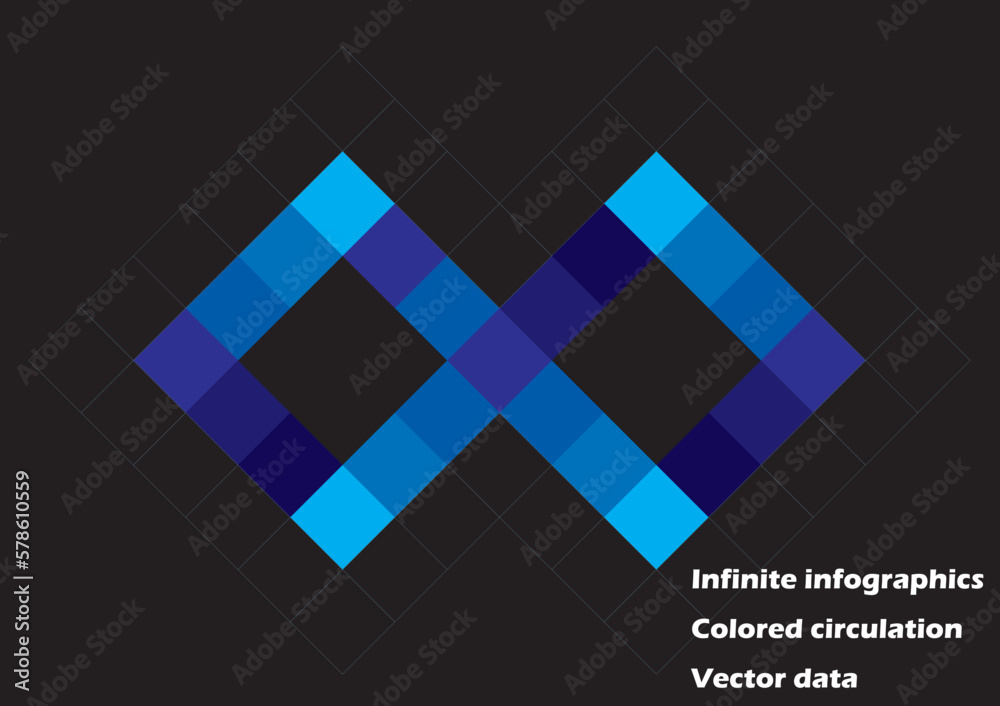 Infinity symbol infographic made up of cool color wheel. Graphic ...