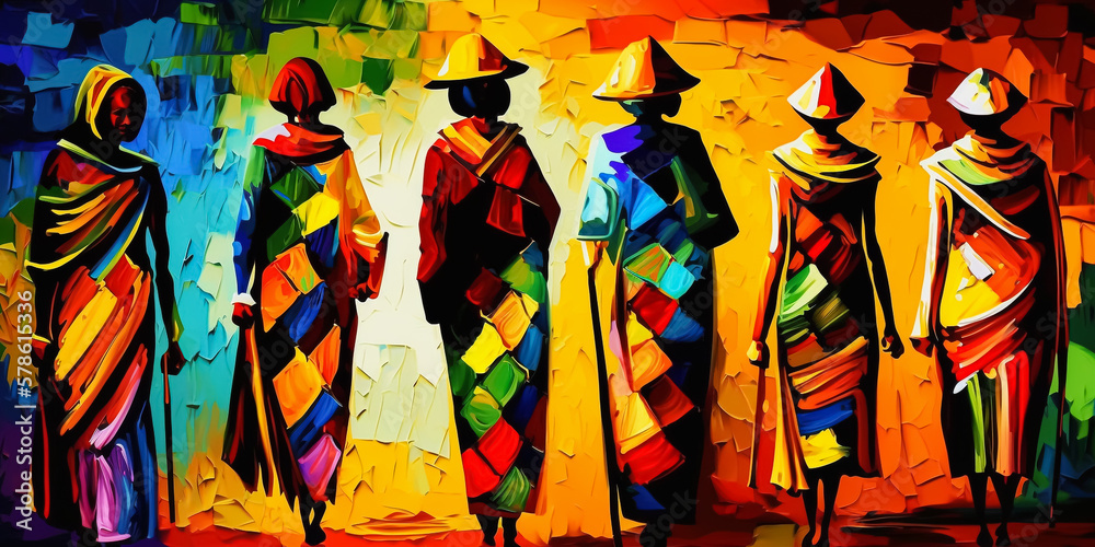 Abstract painting concept. Colorful art of an African women. African ...