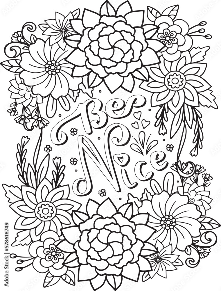 Be nice font with flowers element for Valentine's day or Greeting Cards ...