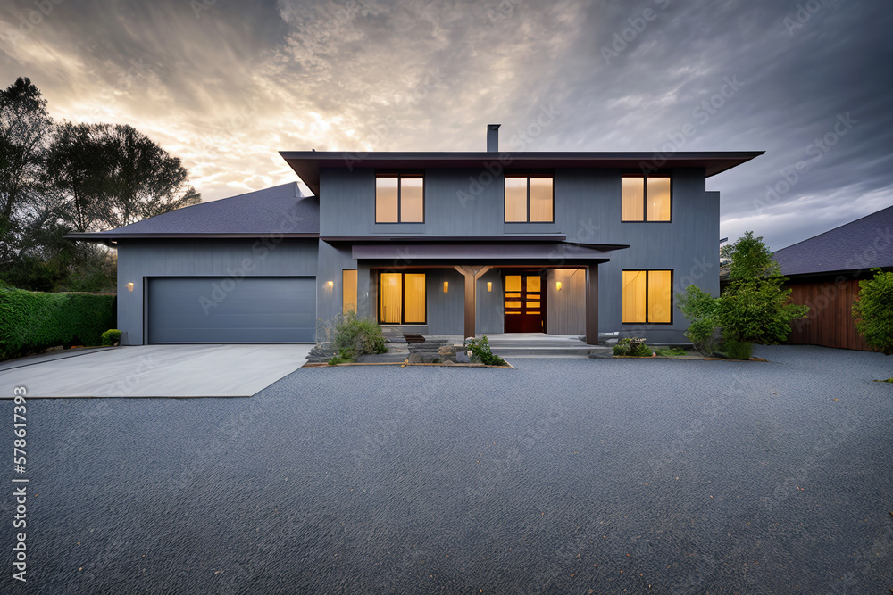 Exterior of a country house in the suburbs. Simple house design ...