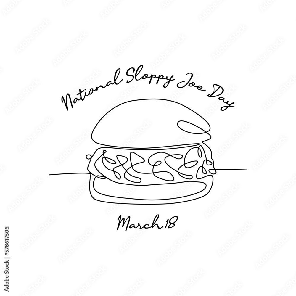 Vecteur Stock single line art of national sloppy joe day good for ...