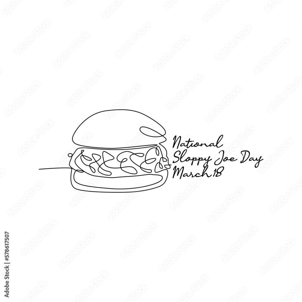 single line art of national sloppy joe day good for national sloppy joe ...