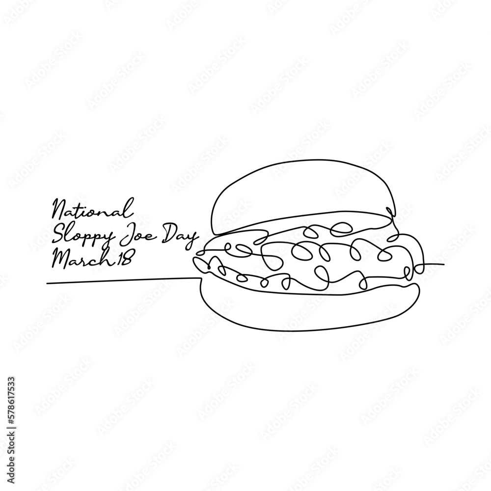 Vecteur Stock single line art of national sloppy joe day good for ...