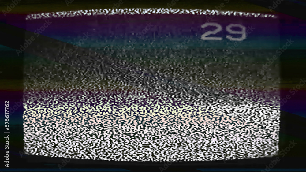 Old TV screen glitch static noise. Channel distortion. Black white ...