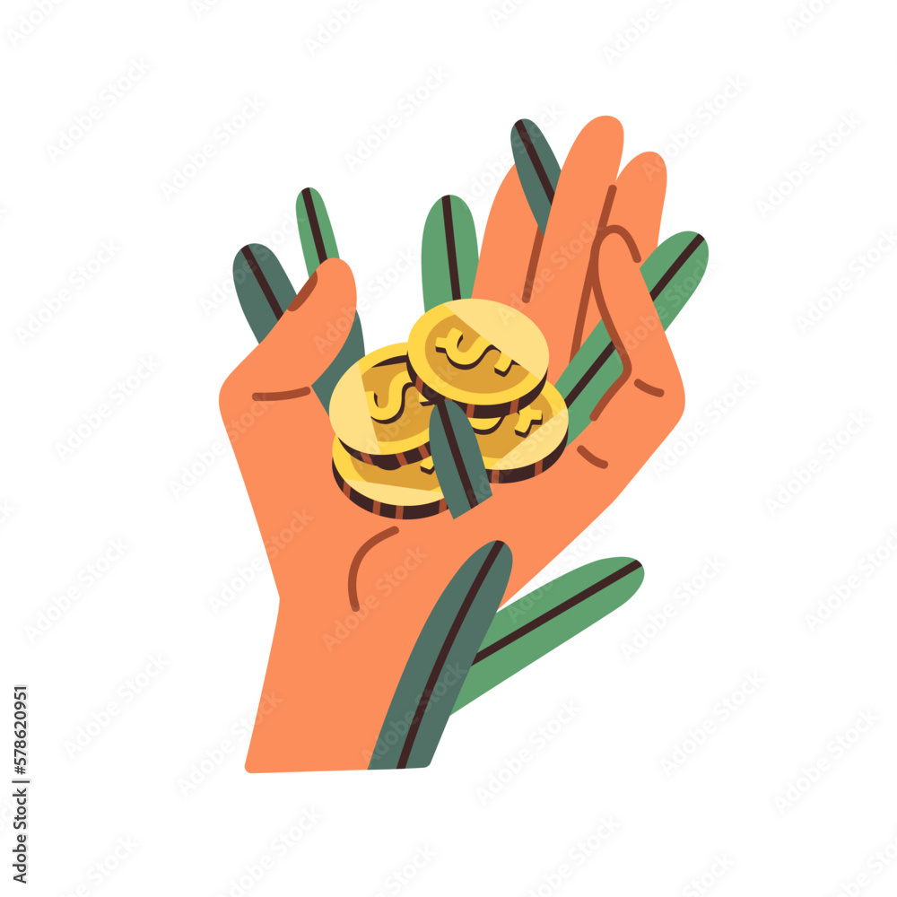 Finance growth concept. Rich wealthy hand with growing money, wealth ...