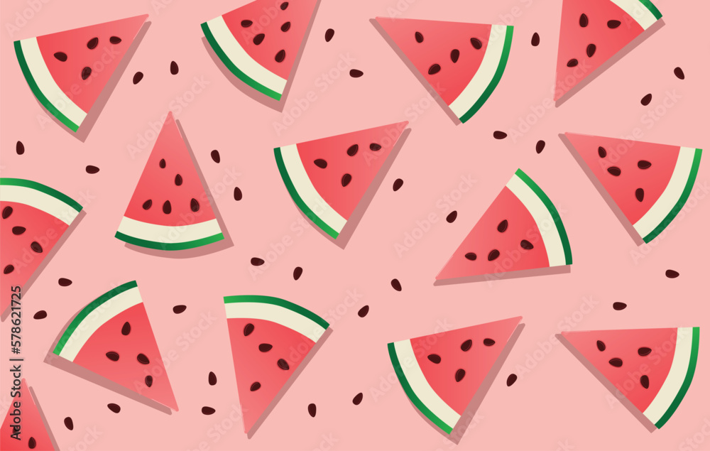 Seamless watermelon pattern on pink background. Vector perfect for a ...