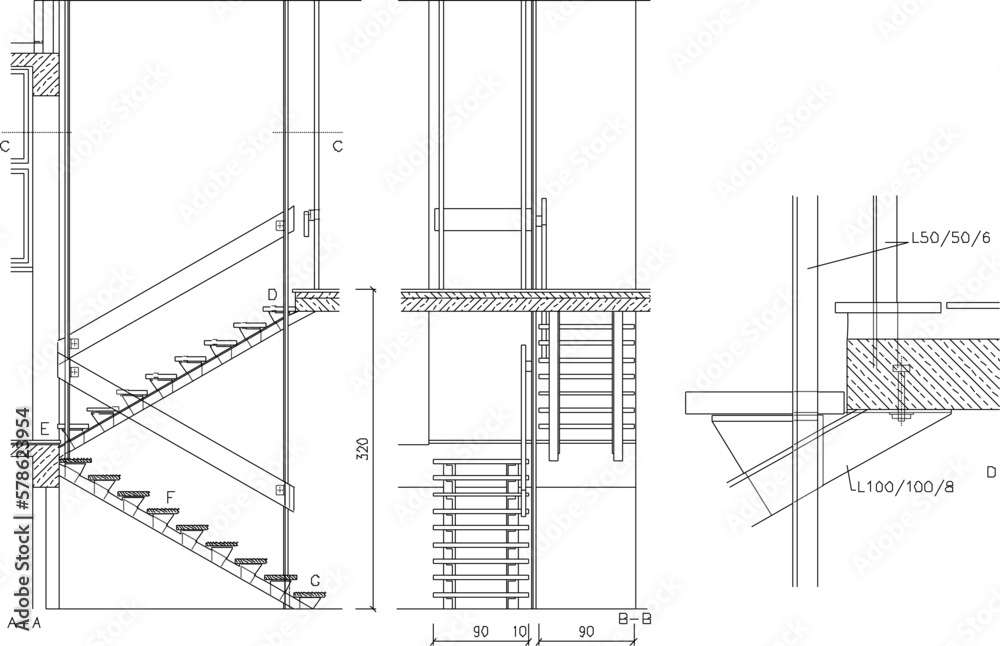 sketch vector illustration detail of house stairs Stock Vector | Adobe ...