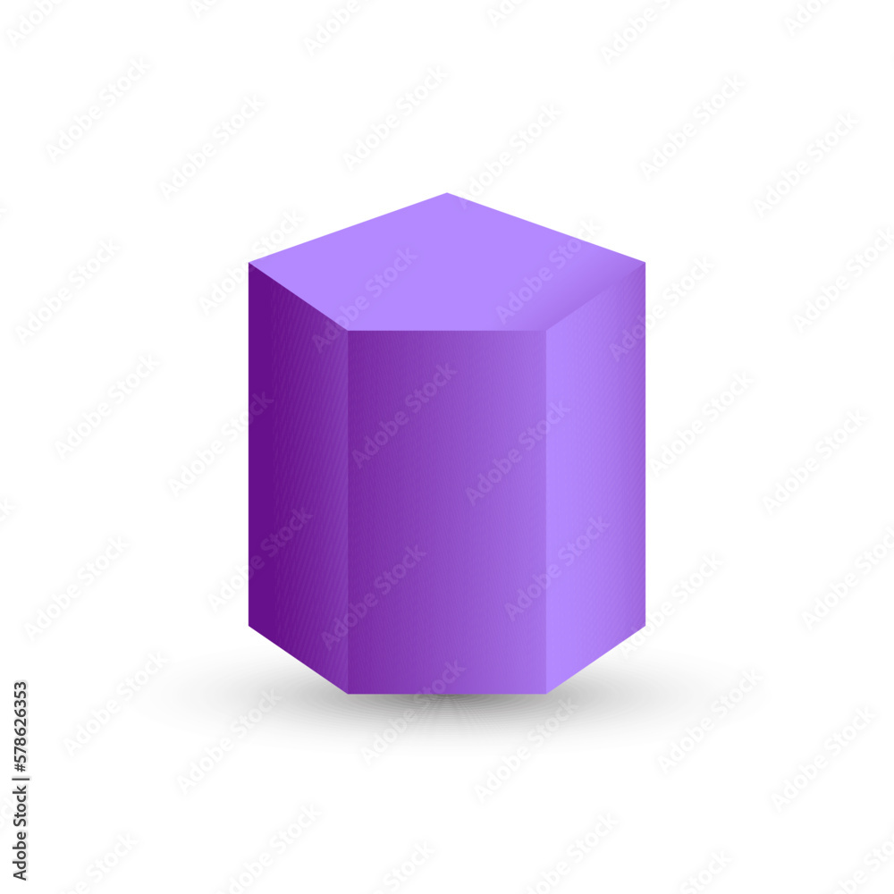 Purple pentagonal prism with gradients and shadow for game, icon ...