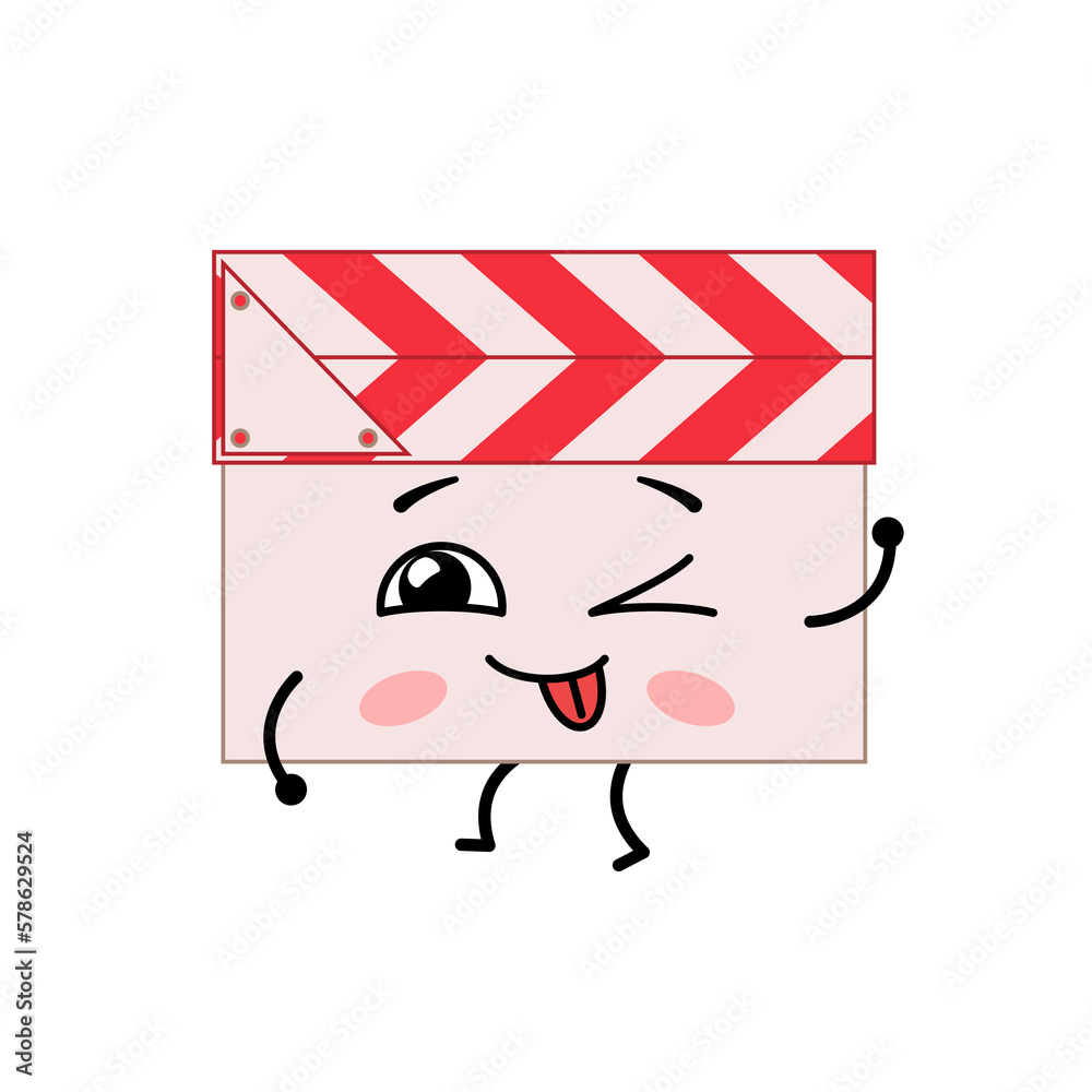 Cute kawaii movie clap. Cartoon character cinema clapperboard ...