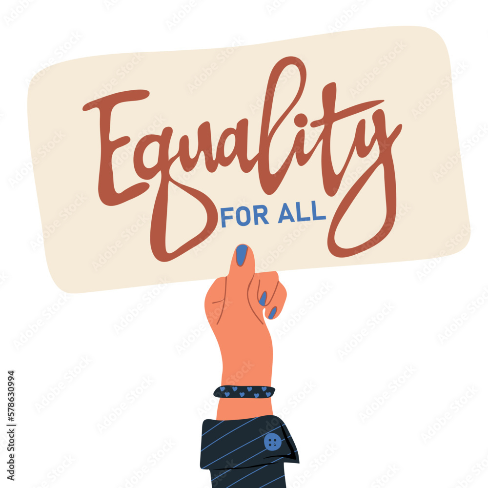 Equality for all. Human hands holding banner with text. Concept of ...
